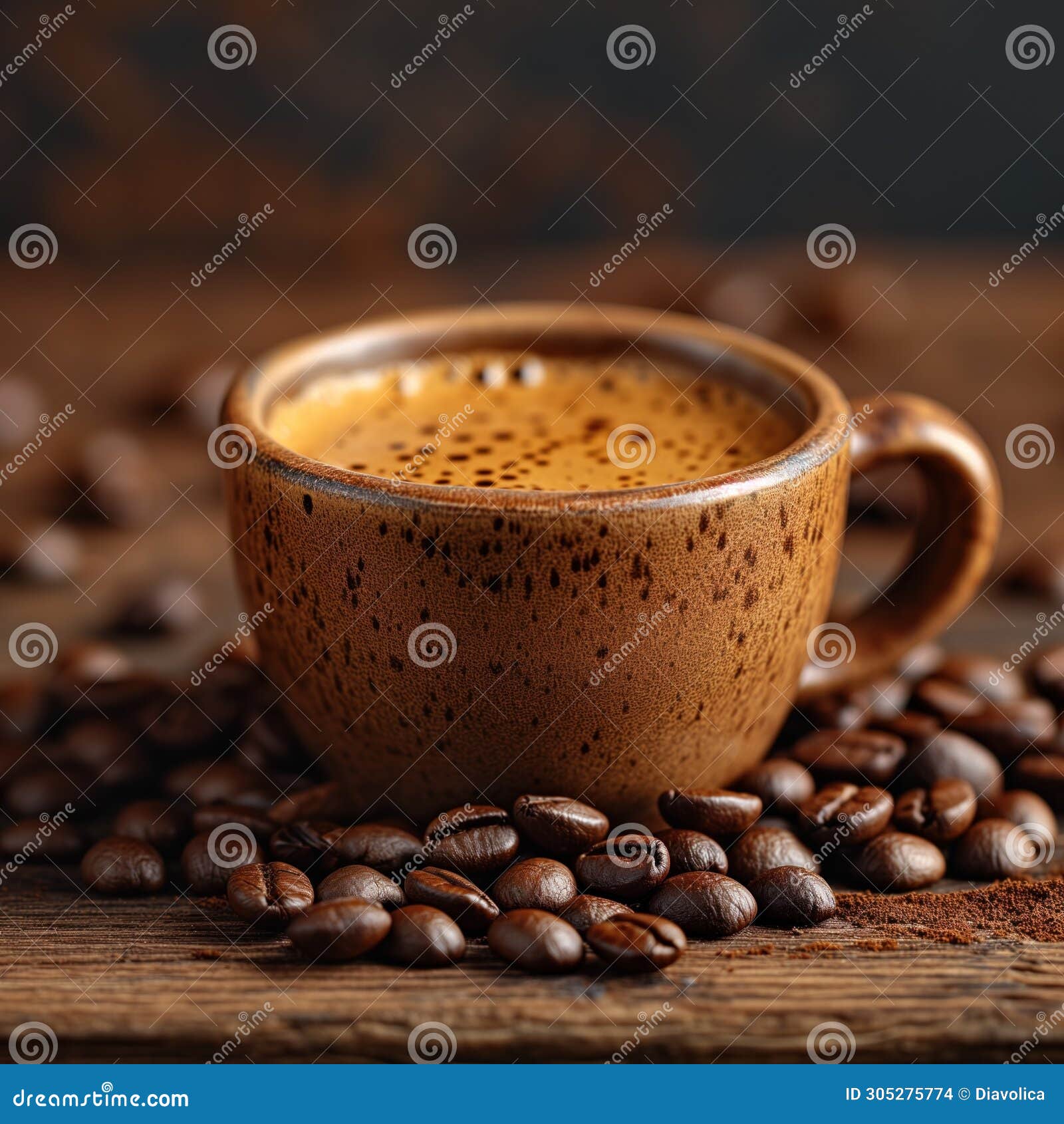 Cup of Hot Coffee in Rustic Style Stock Illustration - Illustration of ...