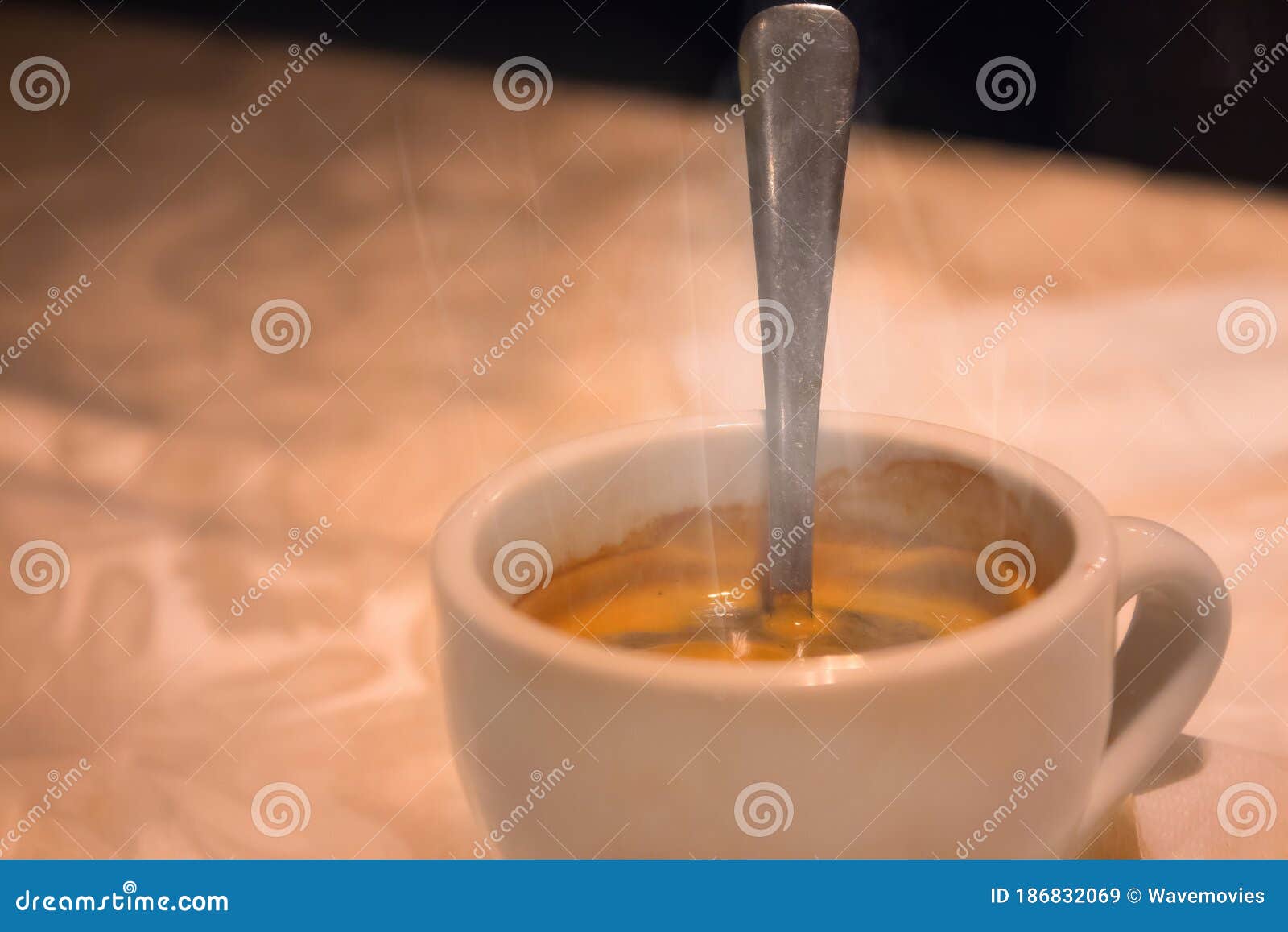 Cup of Hot Coffee with Spoon in it Stock Image - Image of coffee, grind ...