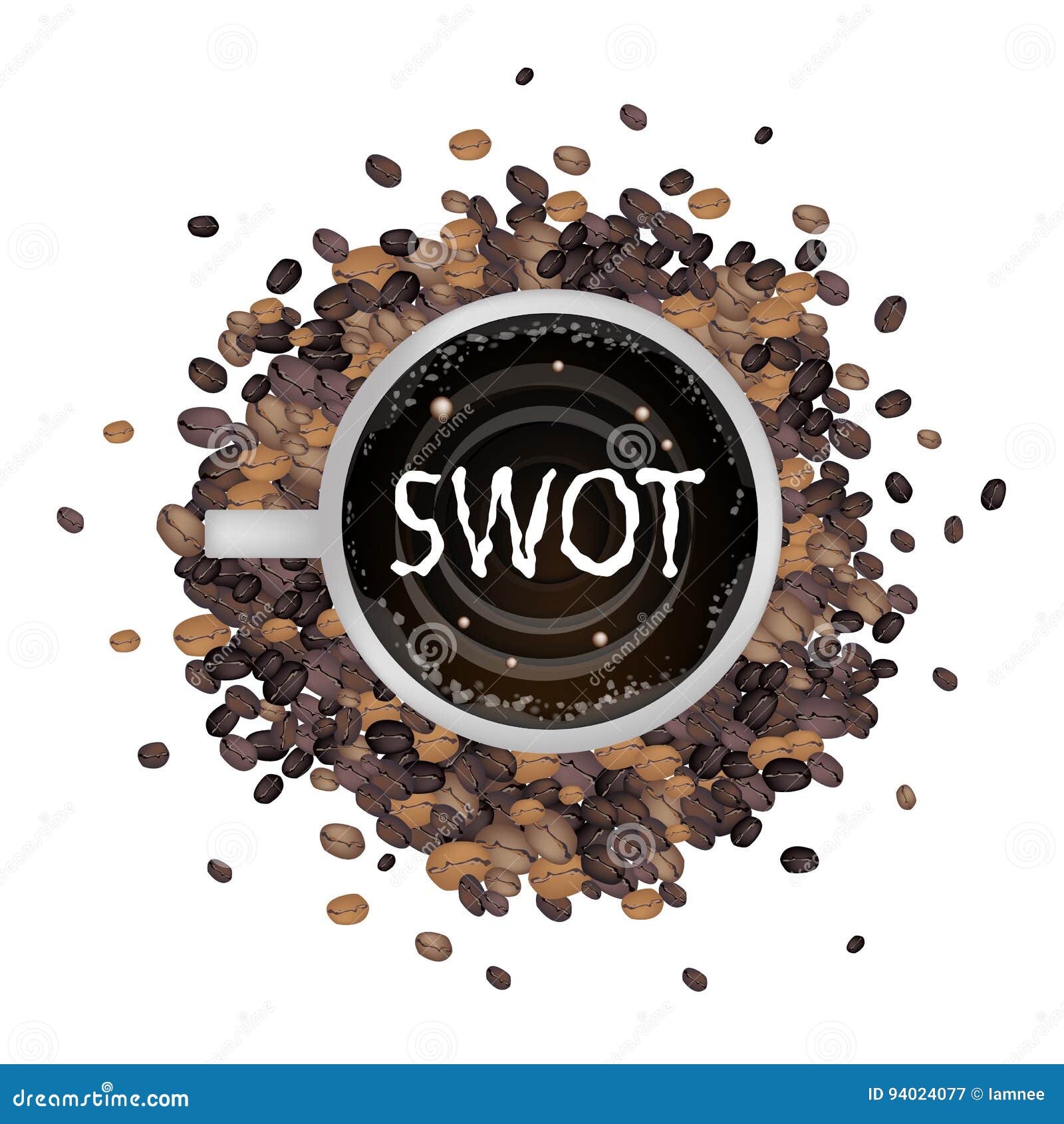 Cup of Hot Coffee with SWOT Word Stock Vector - Illustration of harmful ...