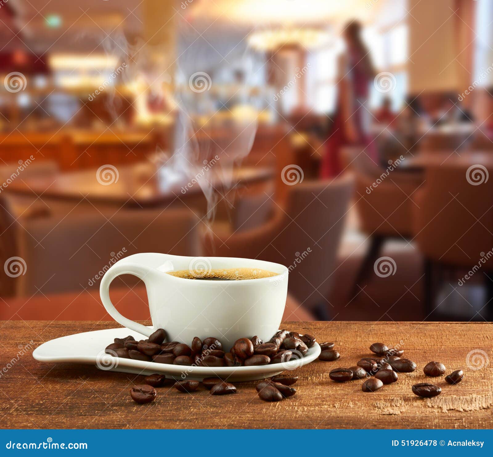 Cup of hot coffee on table stock photo. Image of living - 51926478