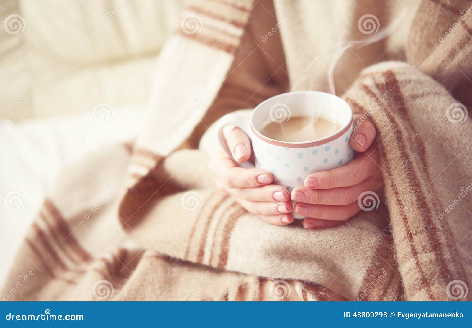 Cup of Hot Coffee Warming in the Hands of a Girl Stock Photo - Image of ...