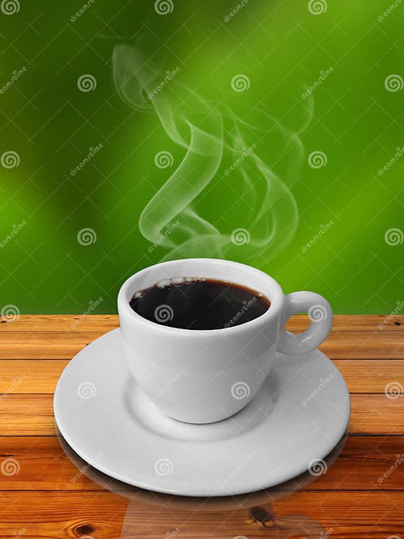 Cup of Hot Coffee on Wood Table Stock Photo - Image of view, freshness ...