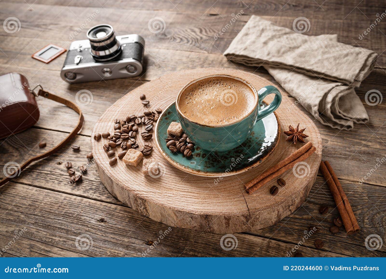 Cup of Hot Coffee on Wooden Table Stock Photo - Image of fresh, break ...