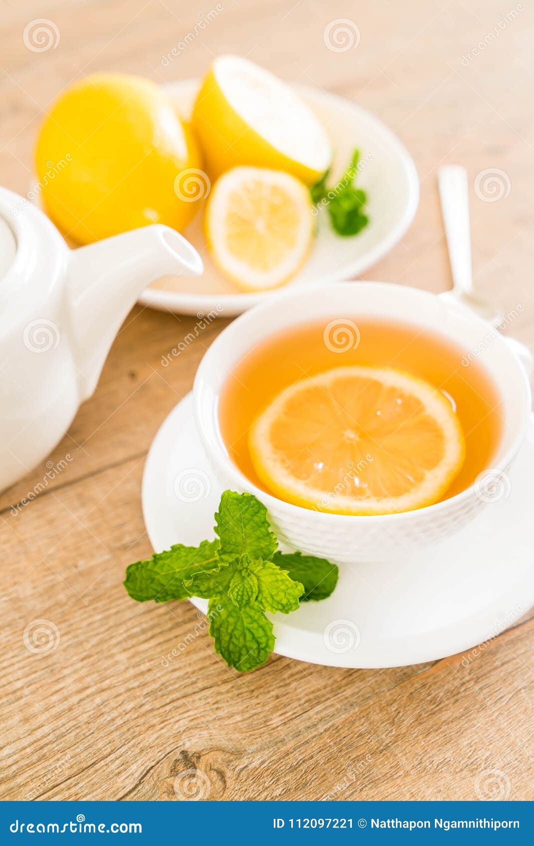 Hot lemon tea stock image. Image of glass, nature, green - 112097221