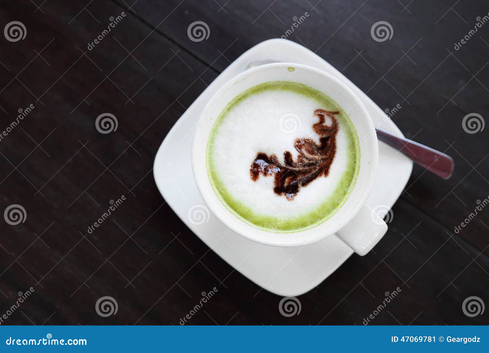 Cup of Hot Matcha Green Tea Latte Stock Image - Image of powder ...