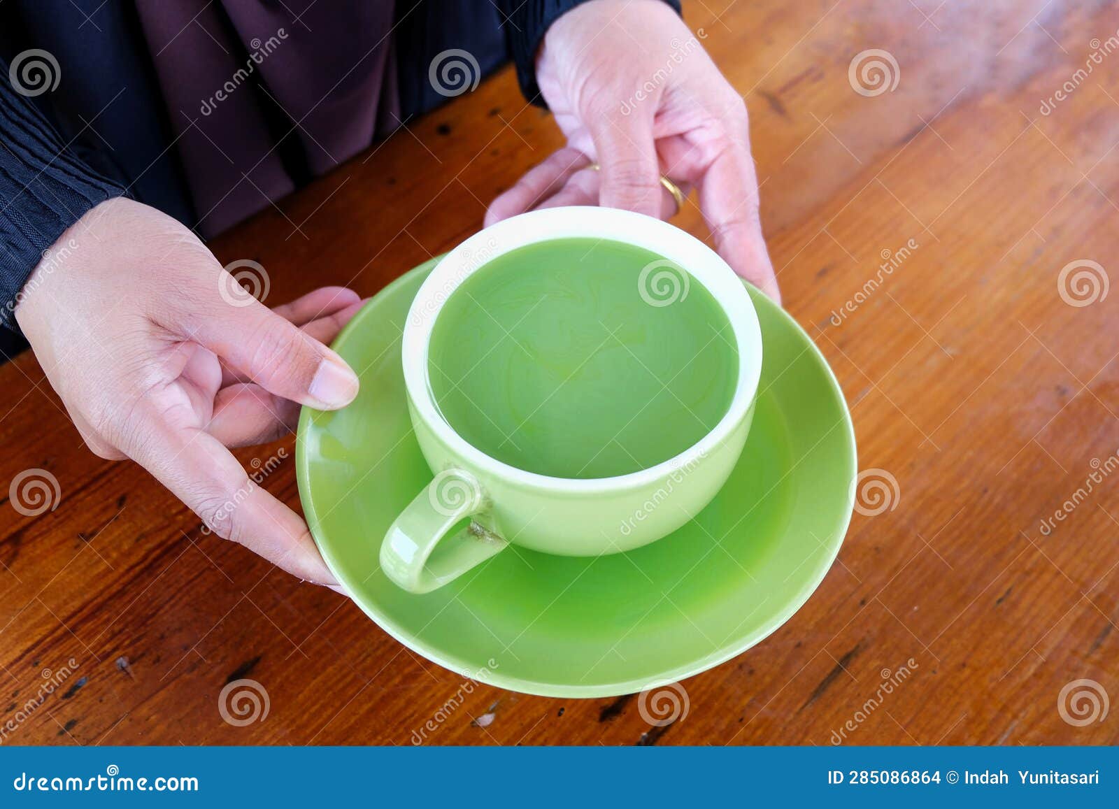 A Cup of Hot Milk Green Tea Stock Photo - Image of energy, beverage ...