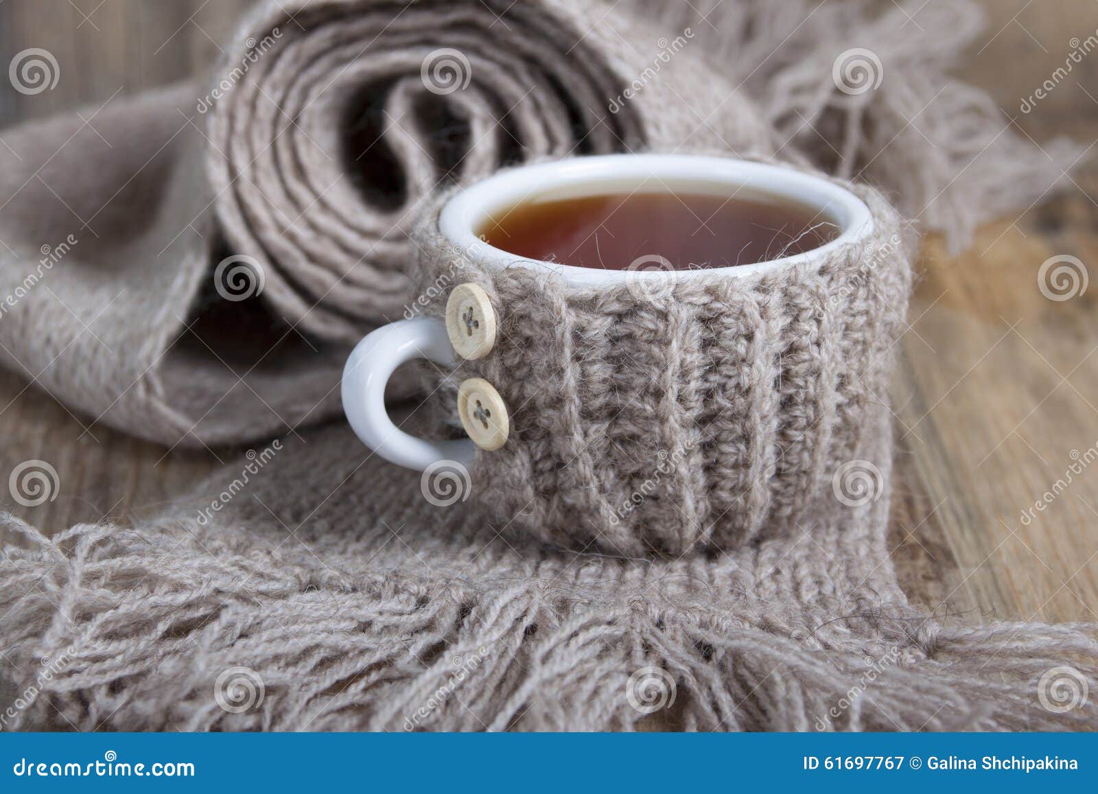 A Cup of Hot Tea in Cover - Warmer Stock Image - Image of heat, knitted ...