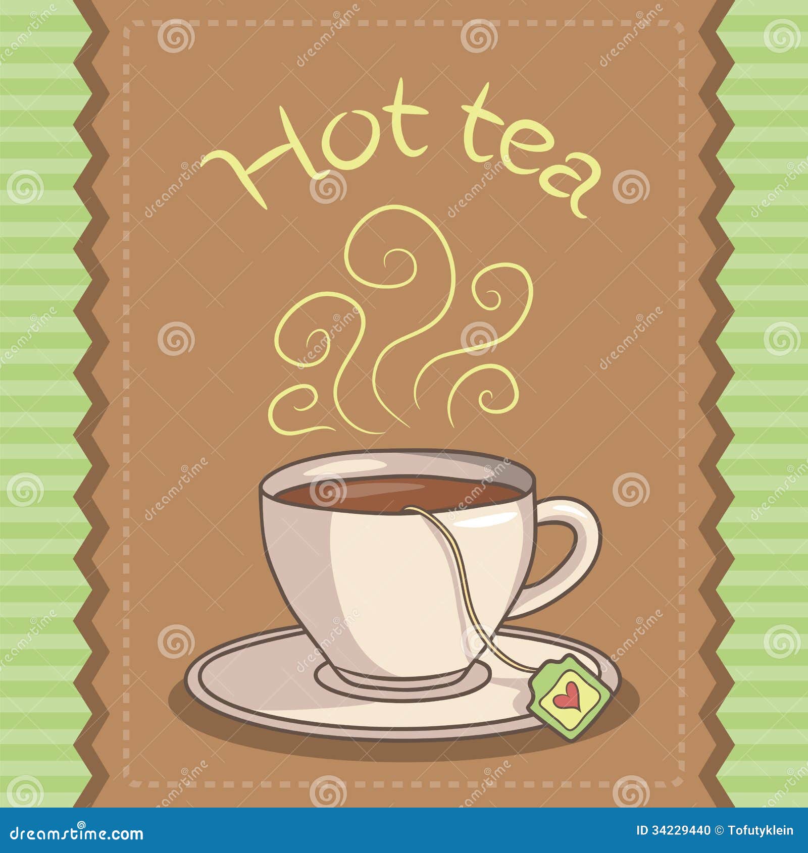 Cup of hot tea stock vector. Illustration of drink, drawn - 34229440