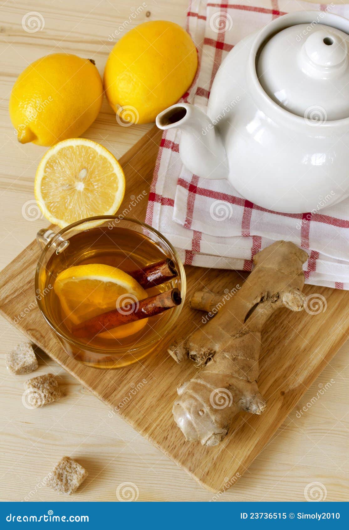 Cup of Hot Tea with a Lemon and Ginger Stock Image - Image of citrus ...