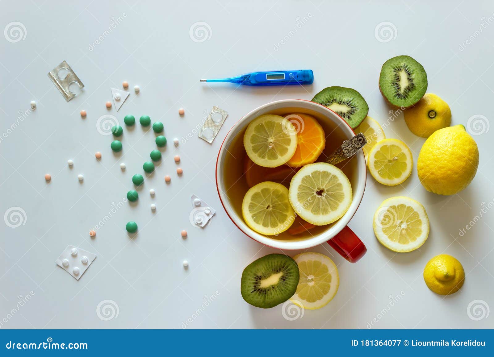 Cup of Hot Tea with Lemon for Making a Warming Drink for Flu ...