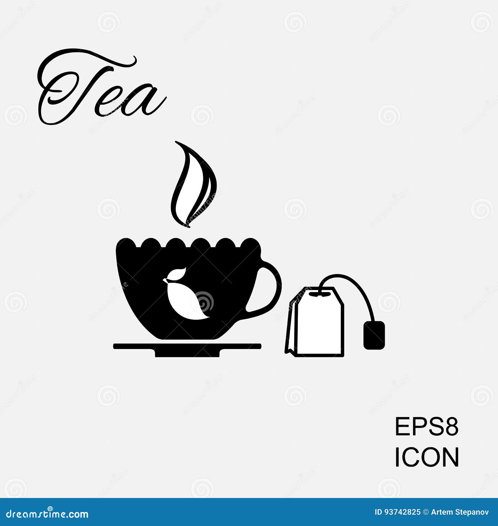 Cup of Hot Tea Vector Icon stock vector. Illustration of design - 93742825