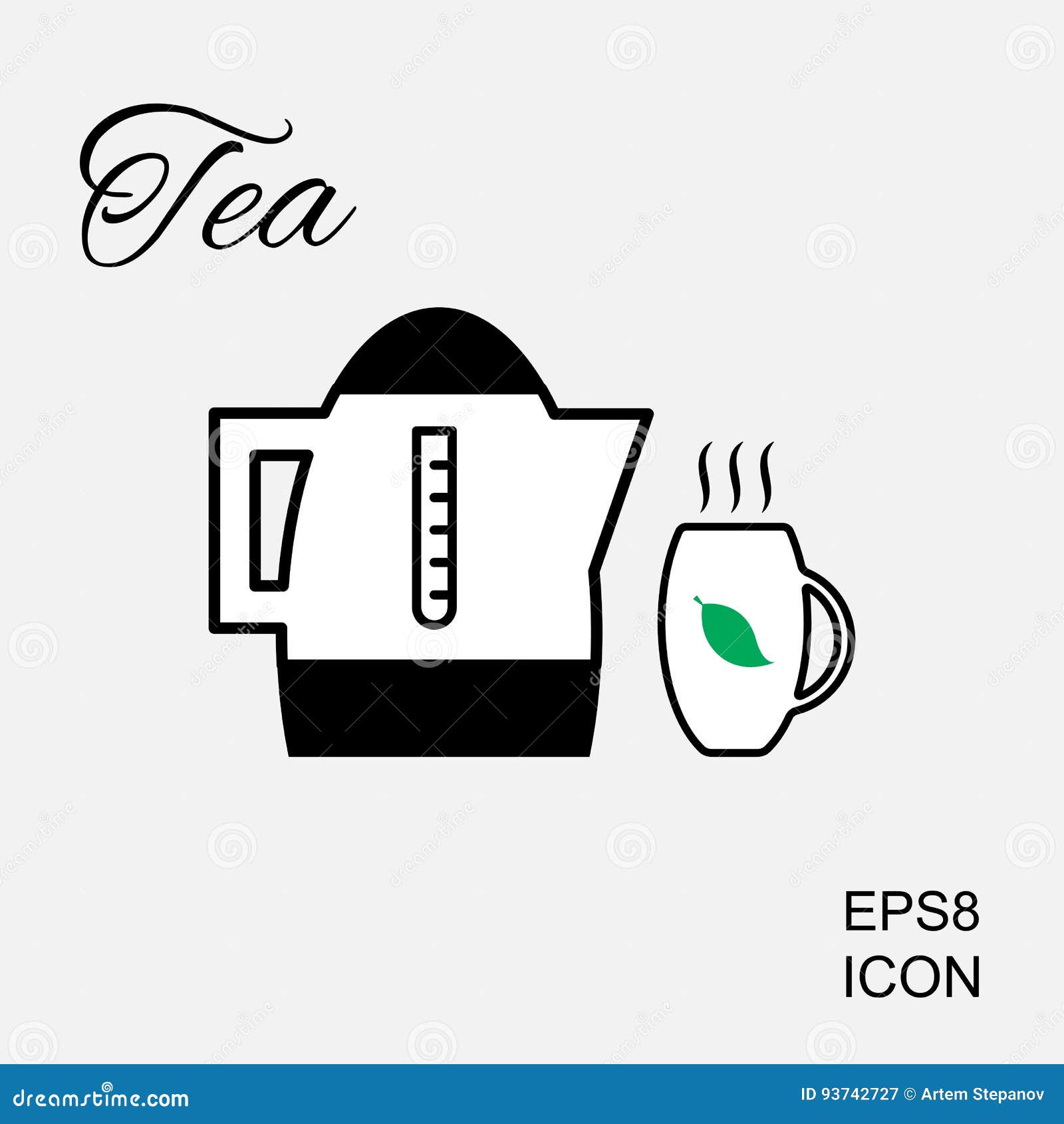 Cup of Hot Tea Vector Icon stock vector. Illustration of vector - 93742727