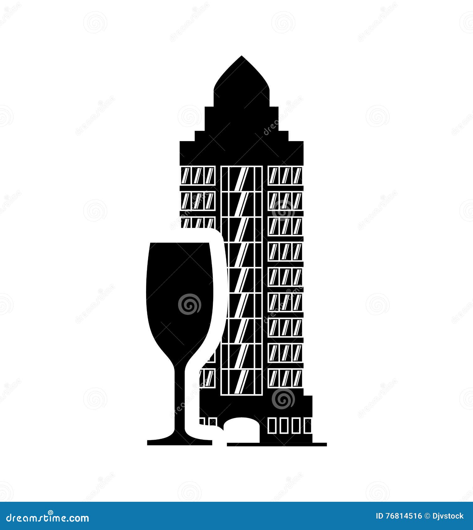 Cup Hotel Building Silhouette Design Stock Vector - Illustration of ...