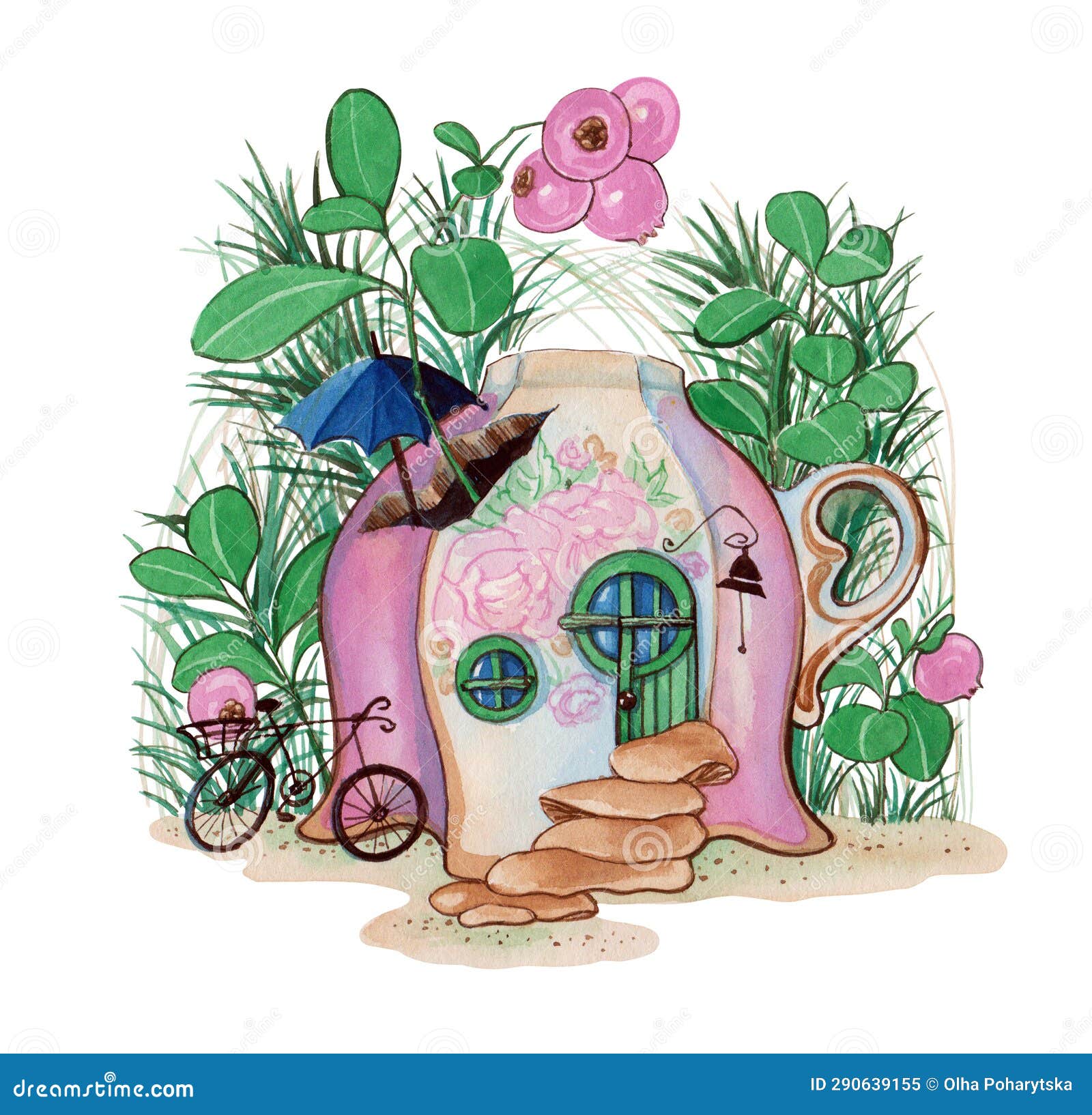 Cup house in the garden stock illustration. Illustration of clothing ...