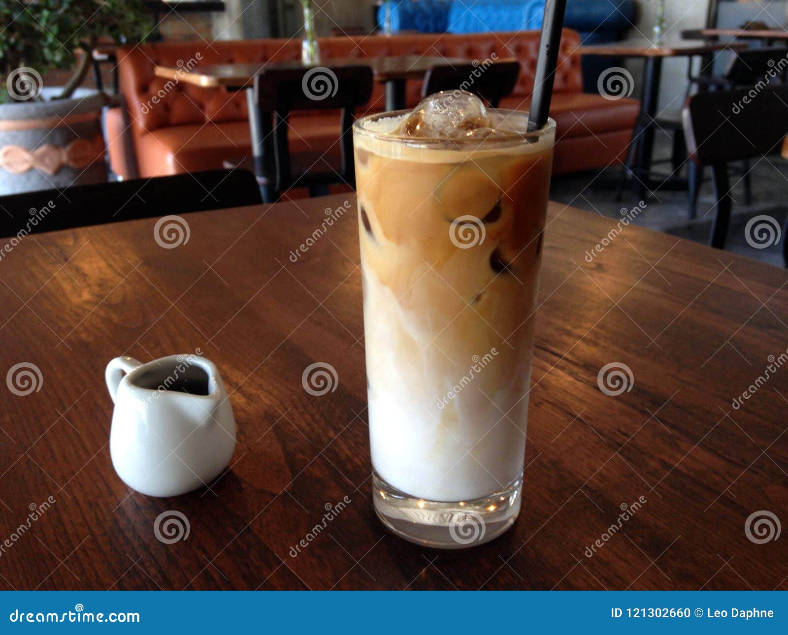 A Cup of Ice Cafe Latte Served Cold Stock Photo - Image of latte ...