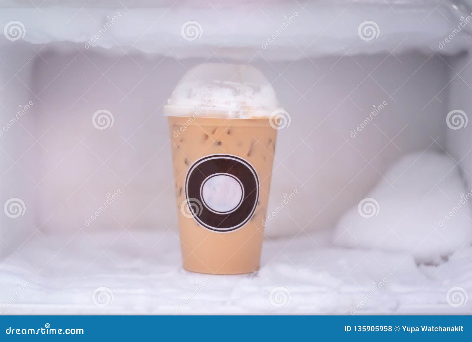 A Cup of Ice Coffee Freeze in Refrigerator Stock Photo - Image of ...