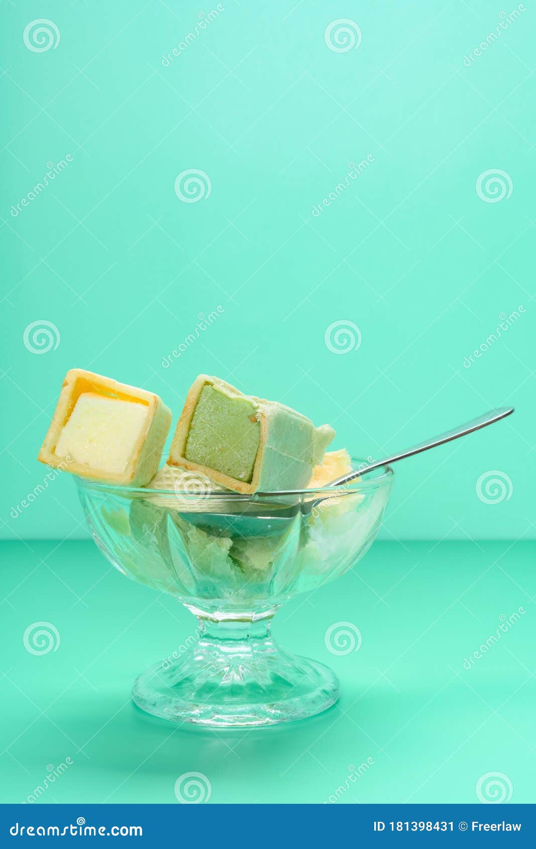 A Cup of Ice Cream Blocks with Wafer Outside Stock Image - Image of ...