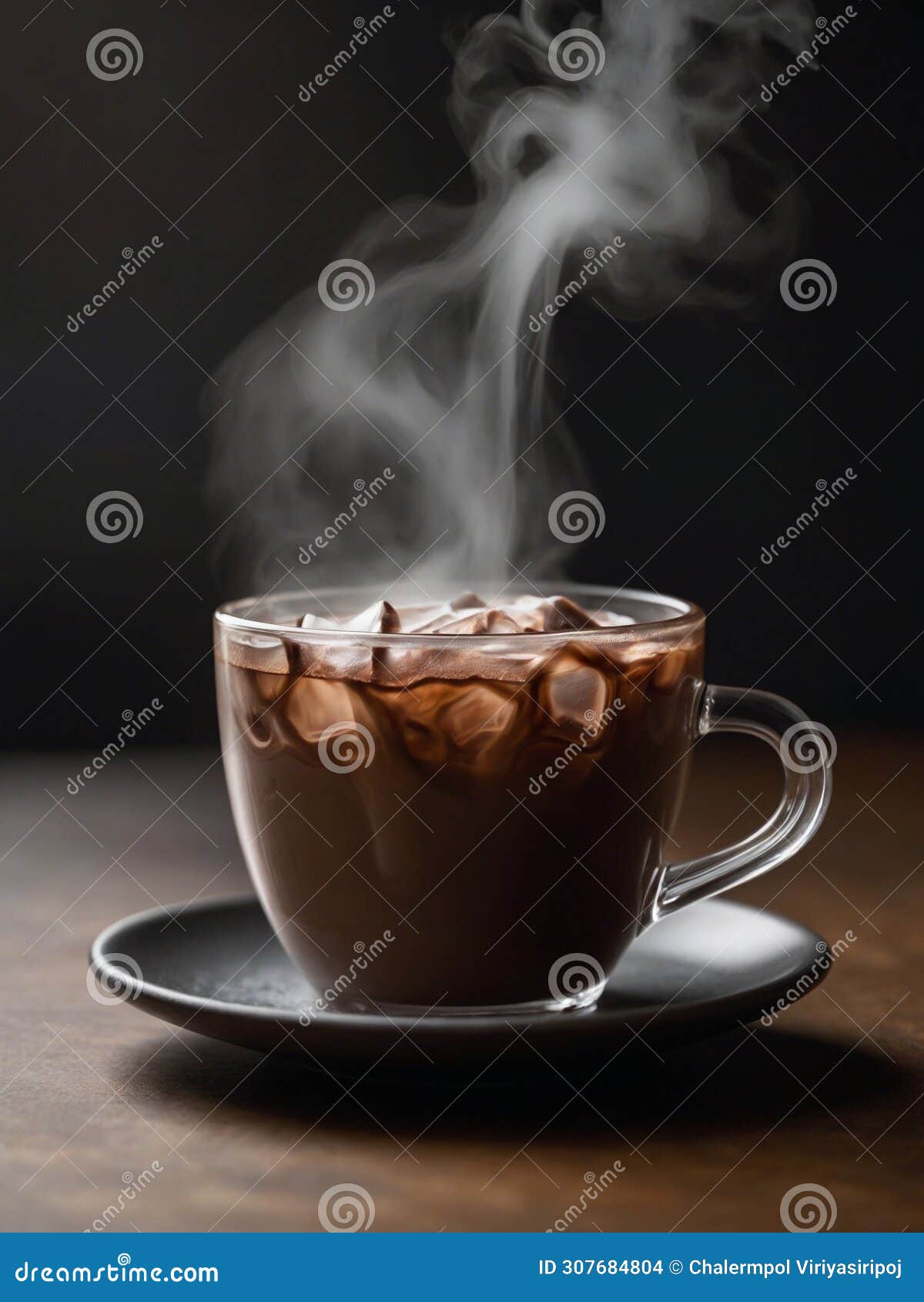 A Cup of Iced Cocoa with Cool Steam Coming Out Look. Stock Illustration ...