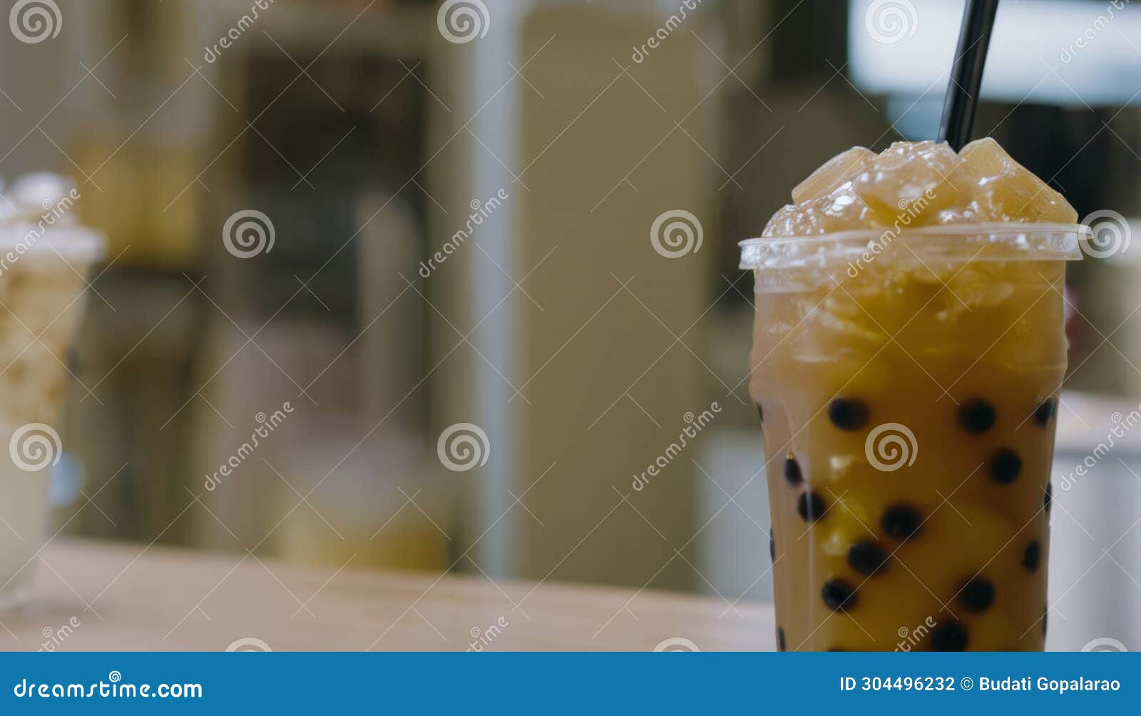 A Cup of Iced Tea with Tapioca Pearls Stock Illustration - Illustration ...