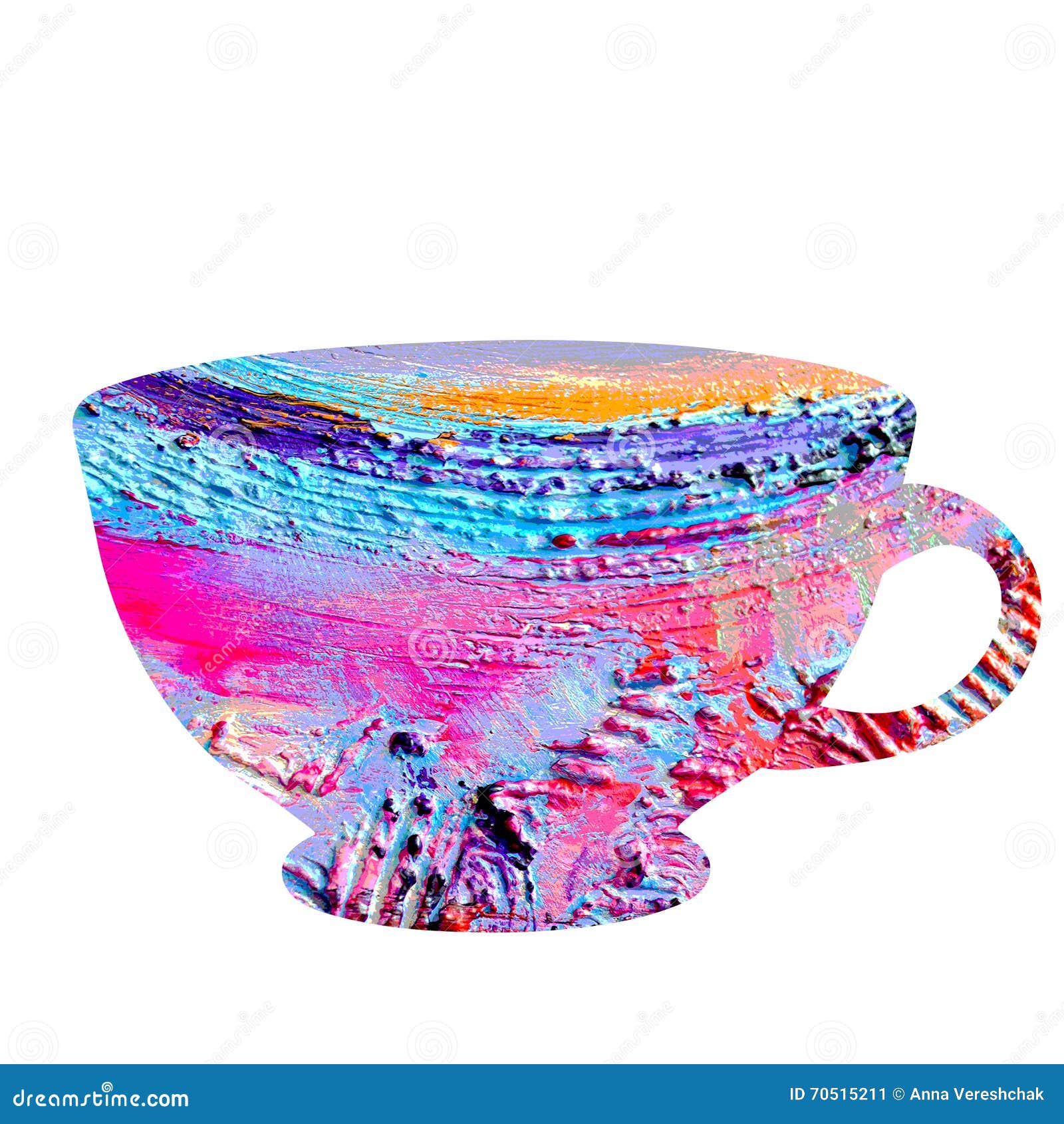 Cup Image with Beautiful, Voluminous, Pasty Texture. Hand Drawn Cup ...