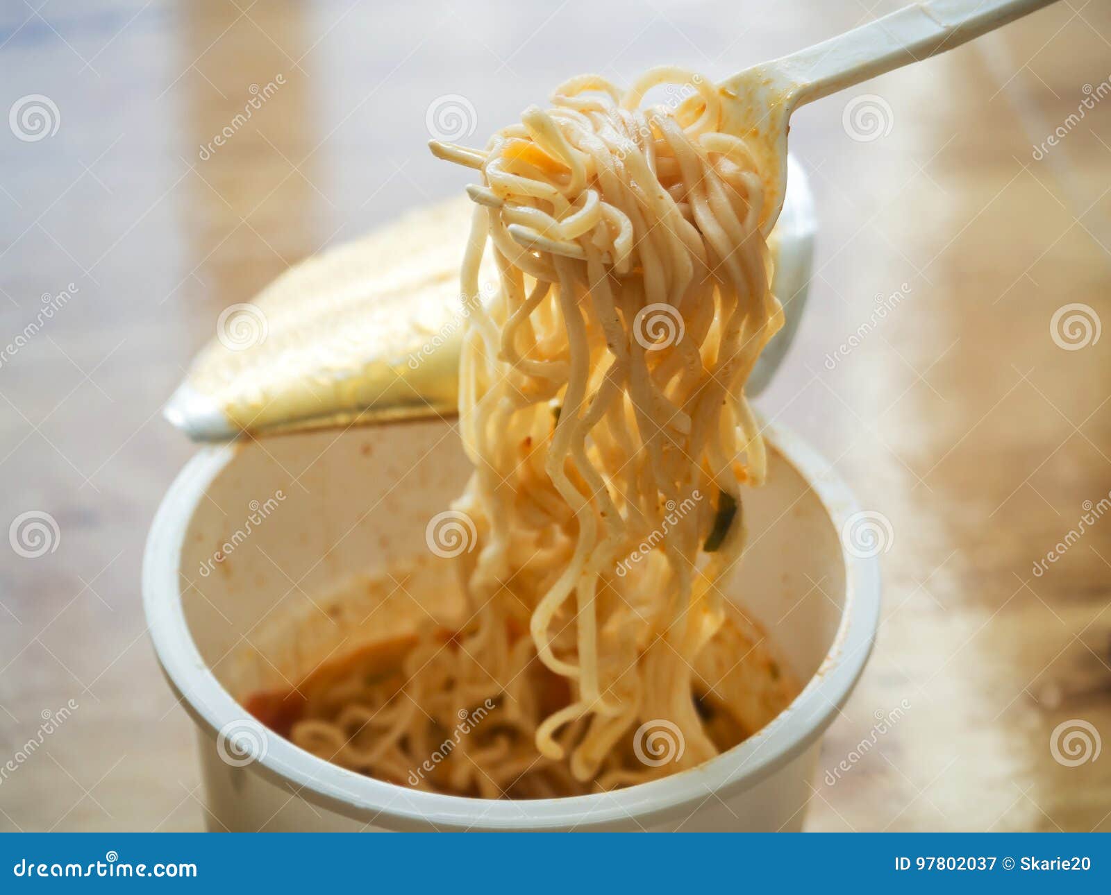 A cup of instant noodle stock image. Image of lunch, quick - 97802037