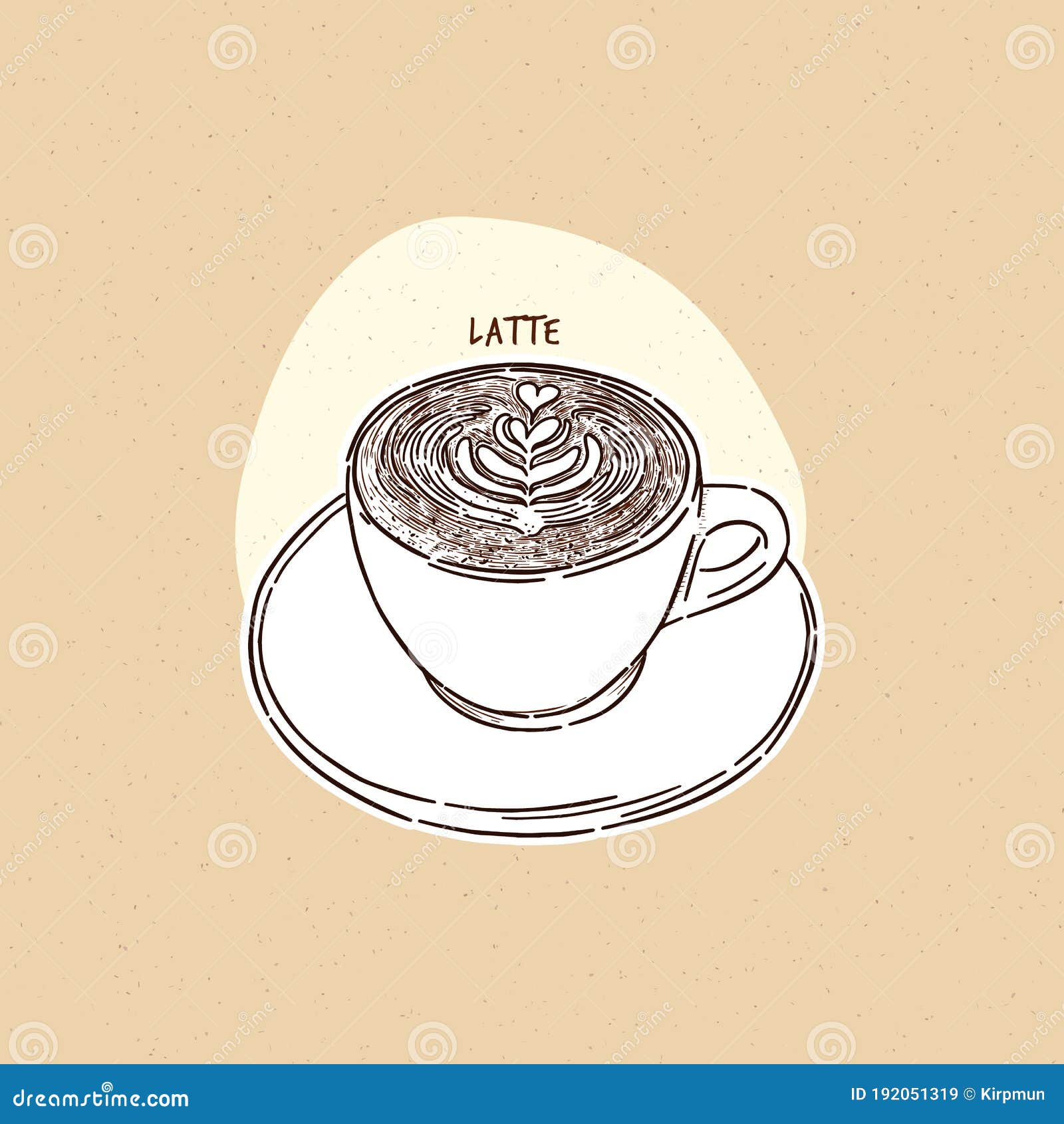 A Cup of Latte, Hand Draw Sketch Vector Stock Illustration ...