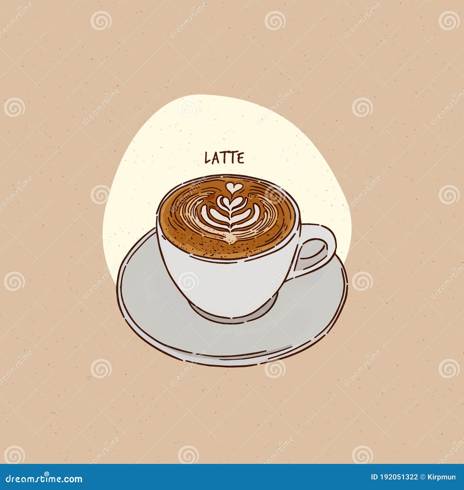 A Cup of Latte, Hand Draw Sketch Vector Stock Illustration ...