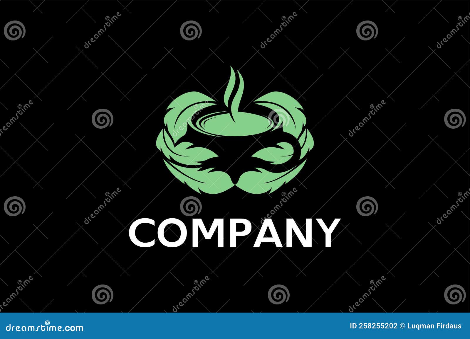 Cup and Leaf Negative Space Tea Logo Hemp Marijuana Green Herbal ...