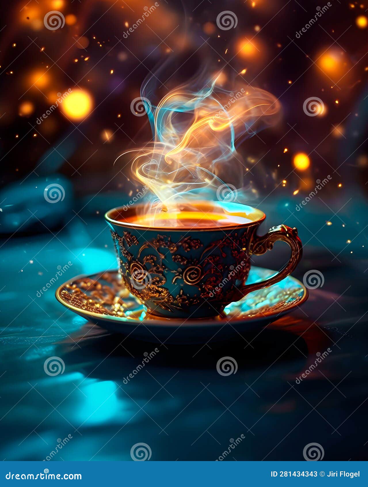 Cup of Magic Coffee with Sparkles - AI Generated Stock Illustration ...