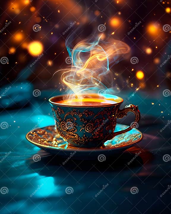 Cup of Magic Coffee with Sparkles - AI Generated Stock Illustration ...