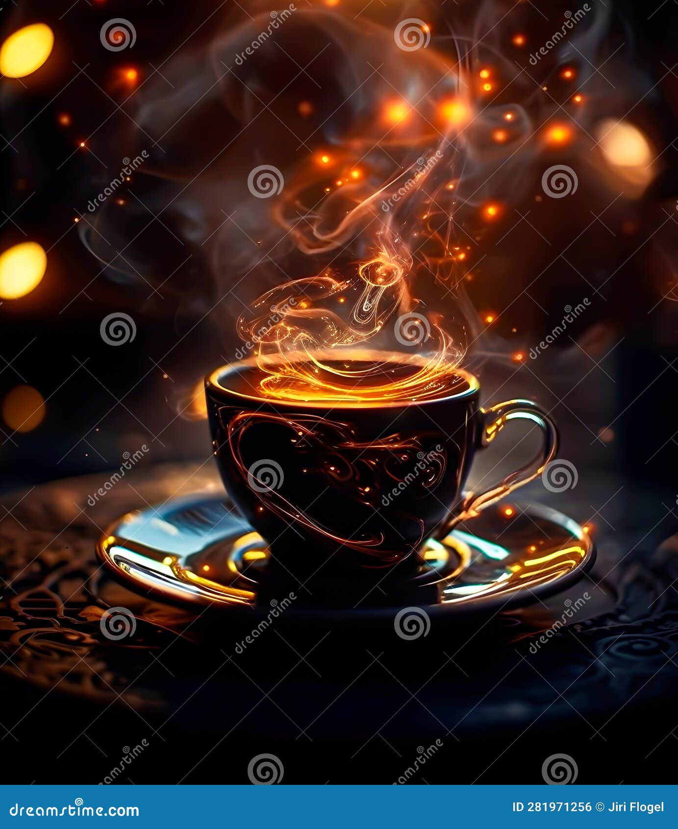 Cup of Magic Coffee with Sparkles - AI Generated Stock Illustration ...