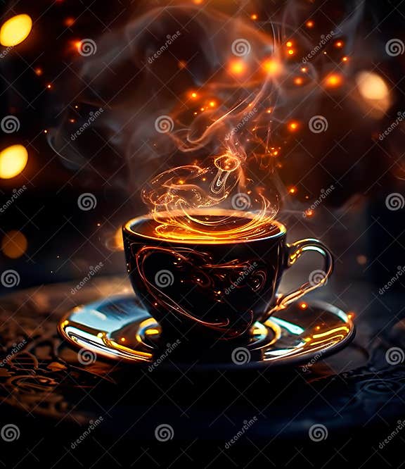 Cup of Magic Coffee with Sparkles - AI Generated Stock Illustration ...