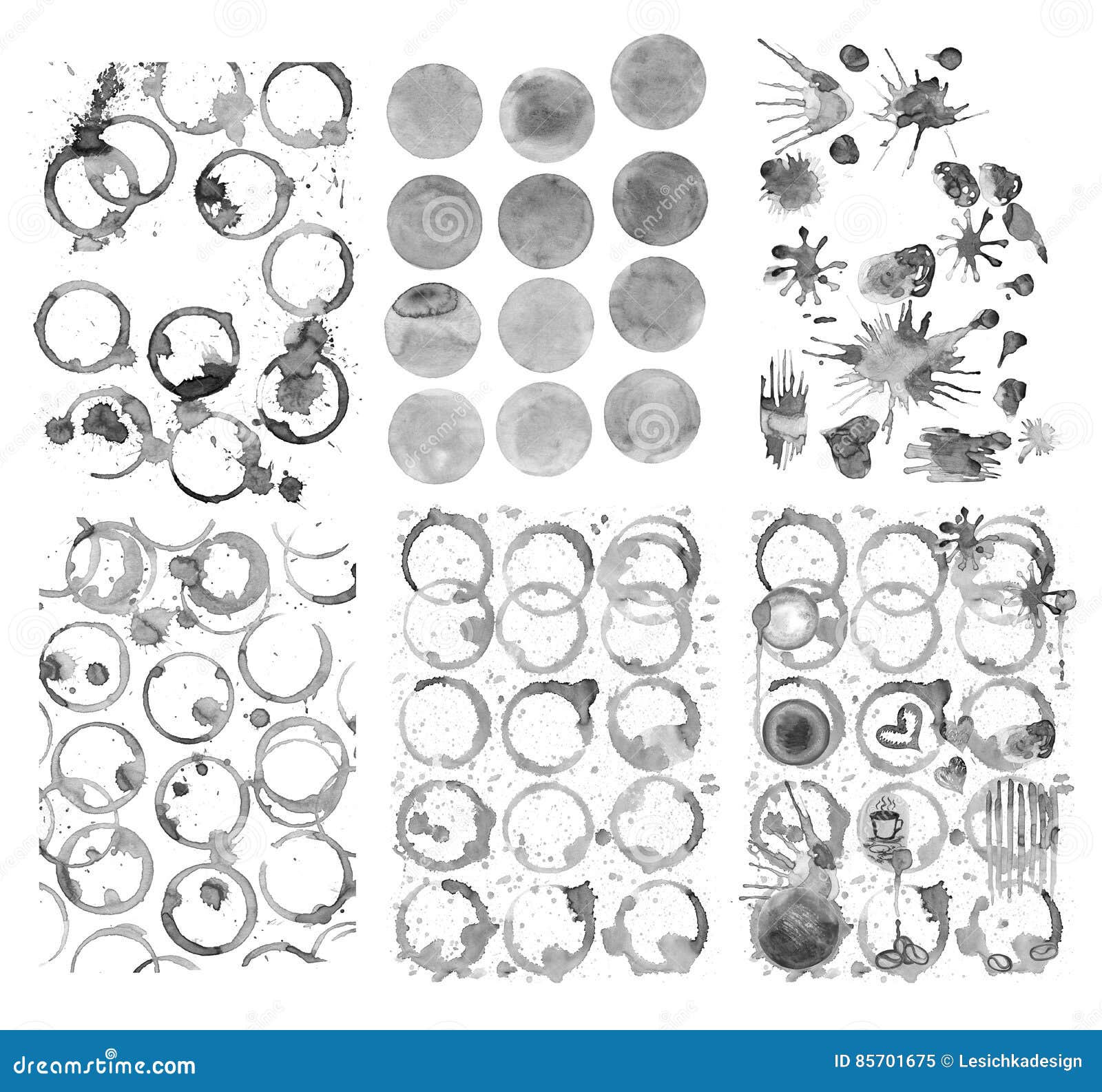 Cup marks blobs splashes stock illustration. Illustration of realistic ...