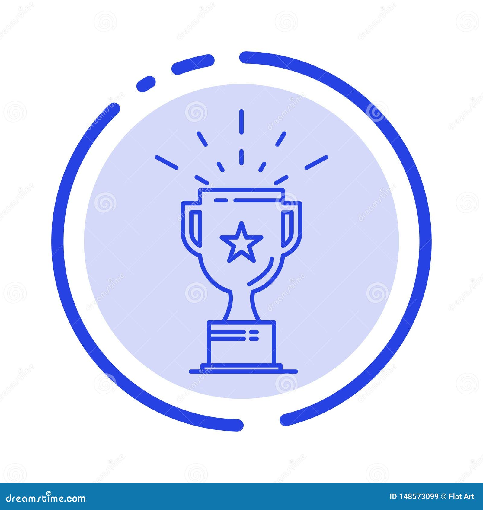 Cup, Medal, Prize, Trophy Blue Dotted Line Line Icon Stock Vector ...