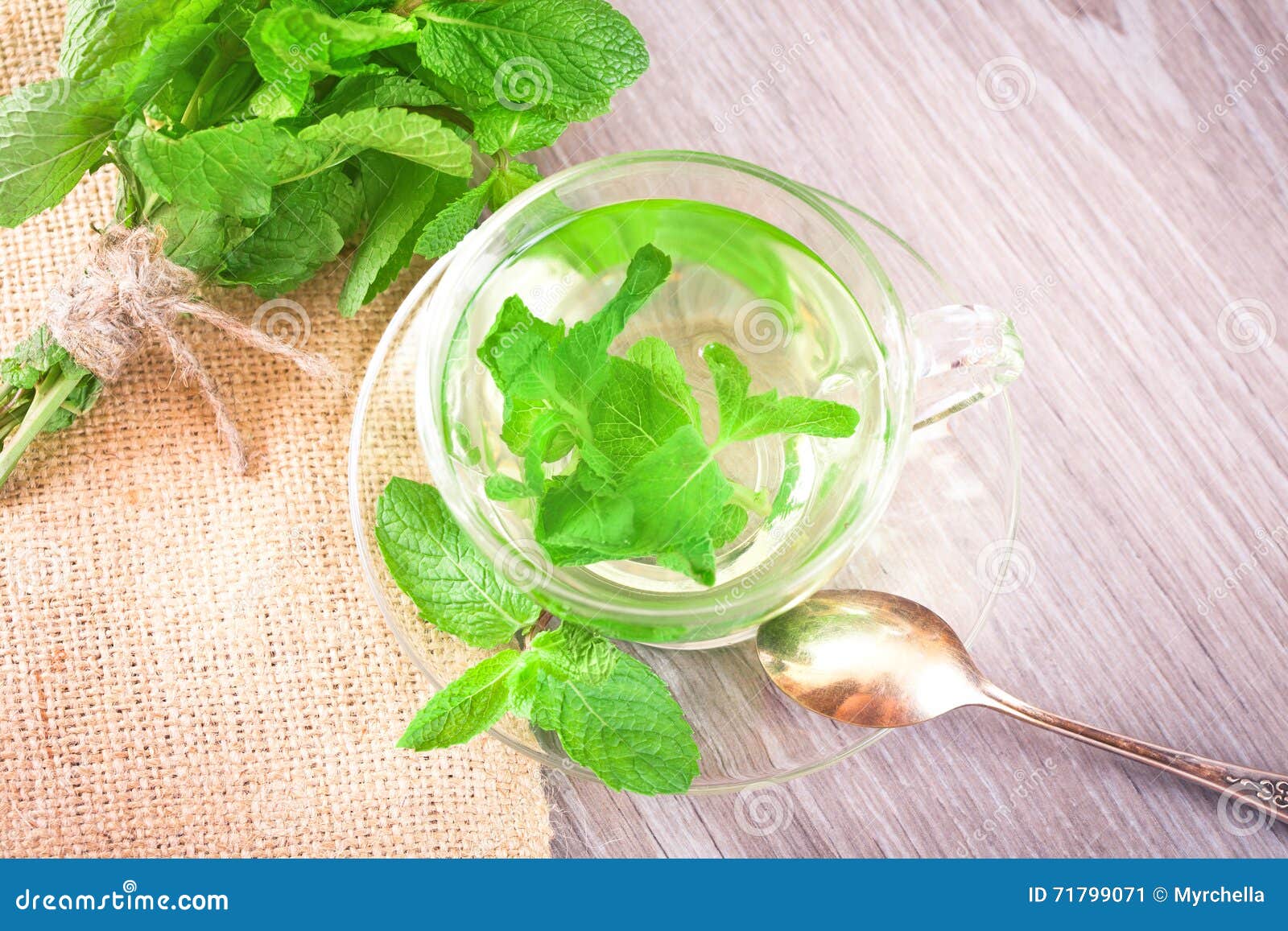 Cup of Mint Tea on the Kitchen Table, Top View Stock Image - Image of ...