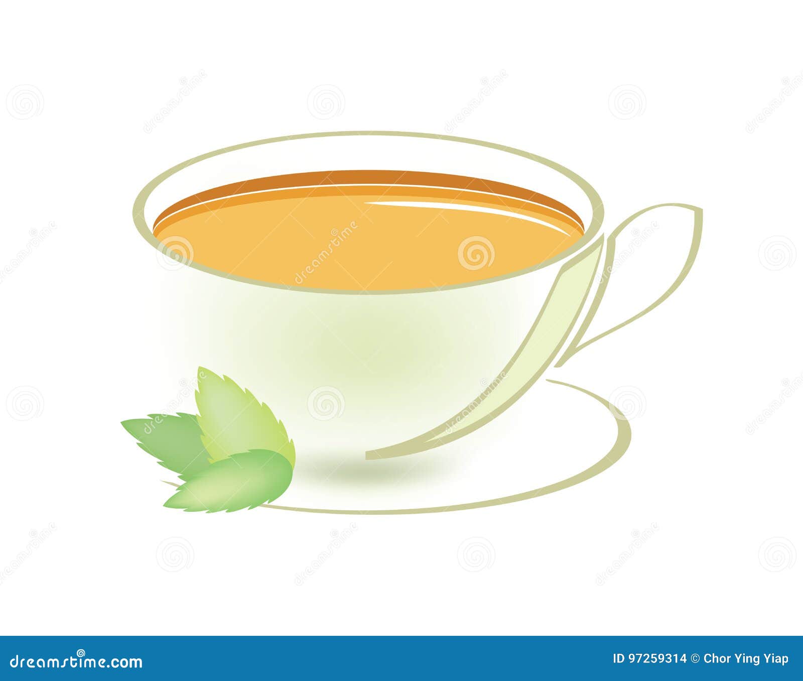 Cup of mint tea stock vector. Illustration of graphic - 97259314