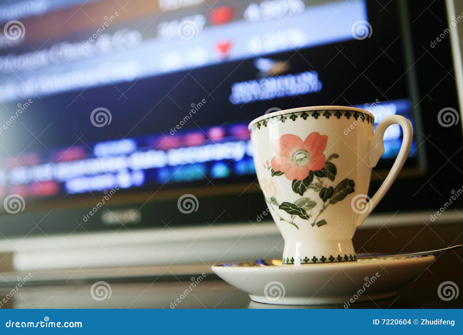 Cup with Monitor Show Chart Stock Photo - Image of accounting, growth ...