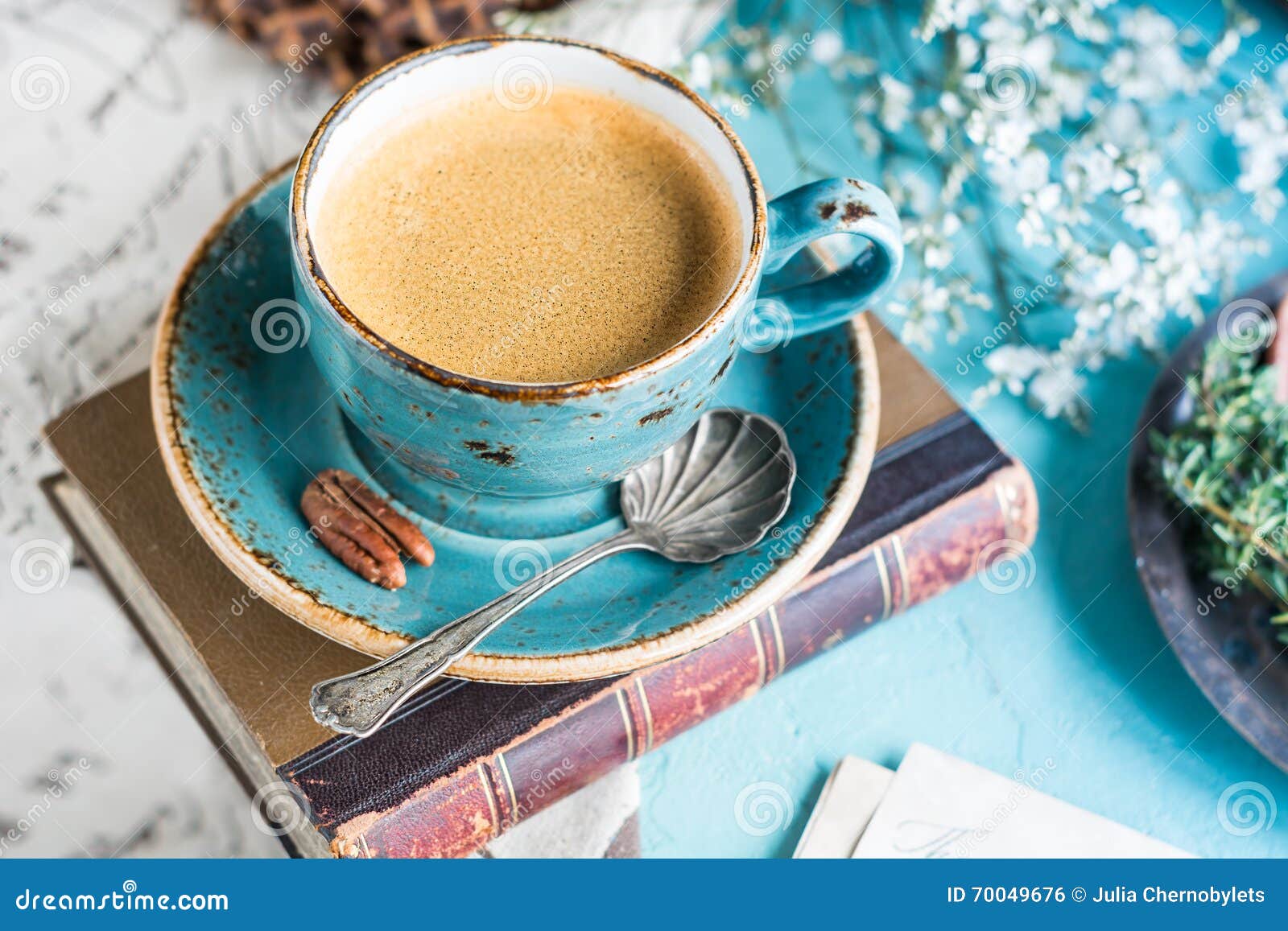 Morning Coffee. Cup Of Fresh Roasted Black Coffee, Rural Countryside ...