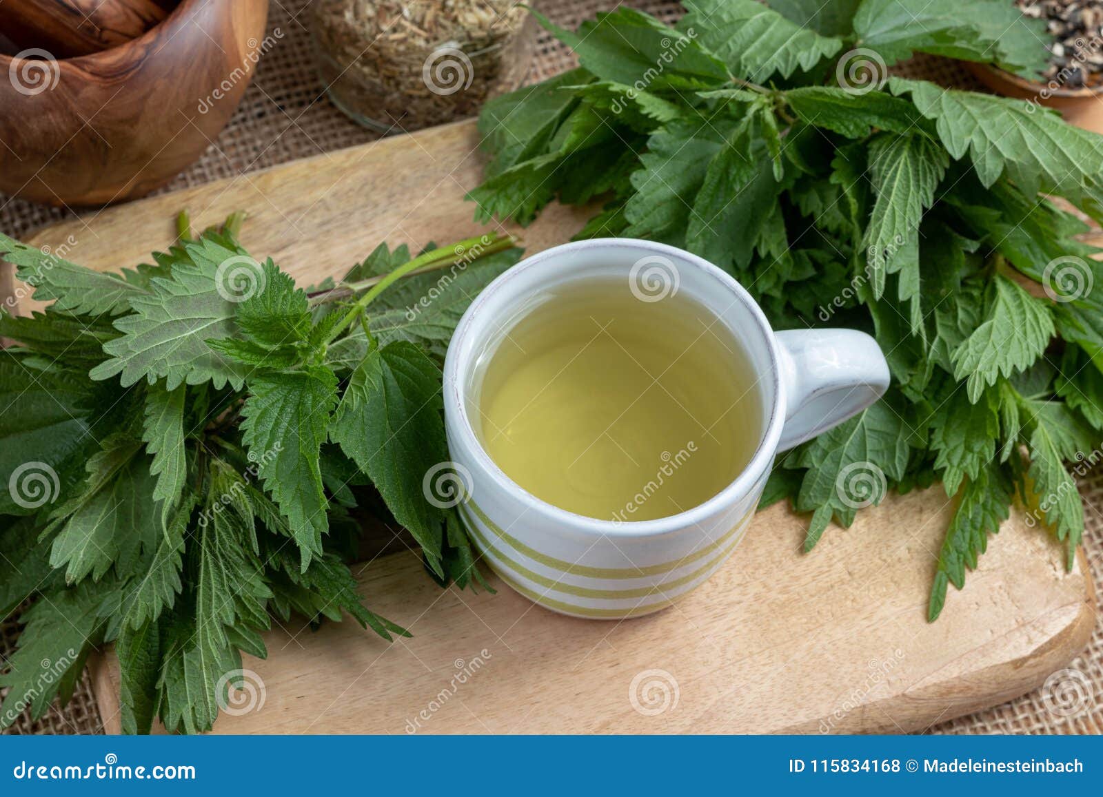 A Cup of Nettle Tea with Fresh Plant Stock Photo - Image of leaf ...