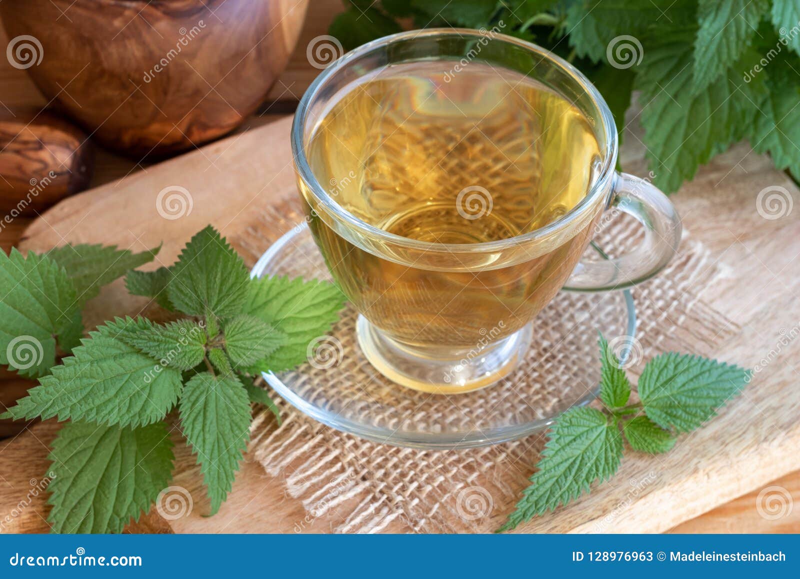 A Cup of Nettle Tea with Fresh Stinging Nettles Stock Image - Image of ...