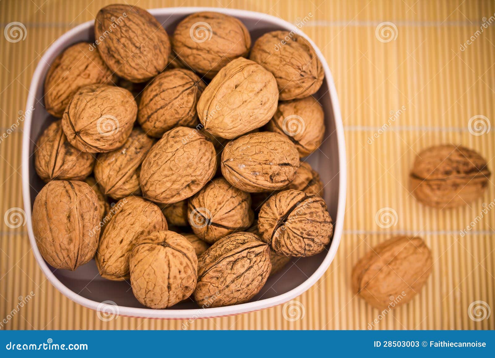 Cup of Nuts on Bamboo Table Cloth Stock Image - Image of healthy ...