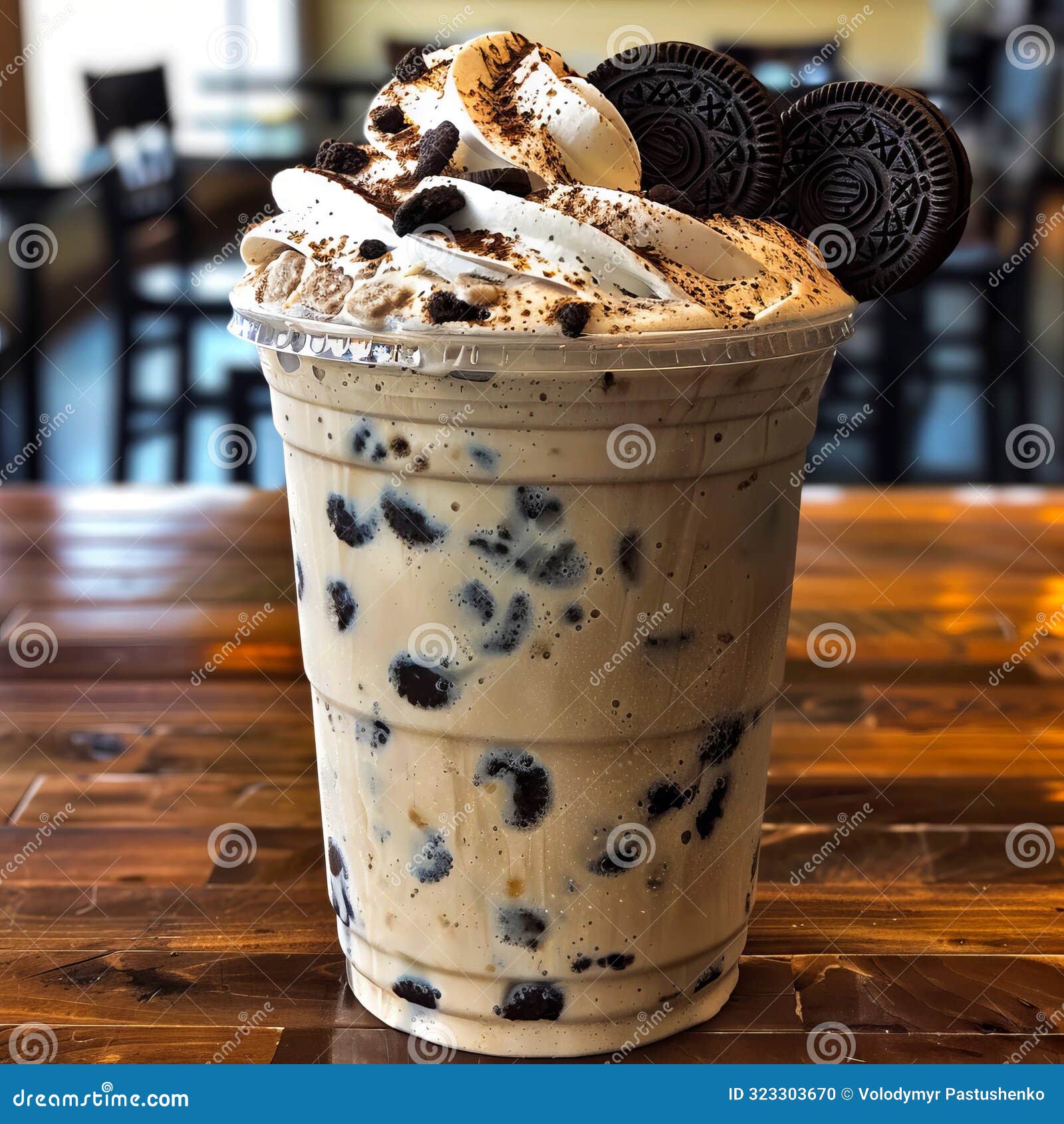 A Cup of Oreo Milkshake with Whipped Cream and Cookies Stock Photo ...