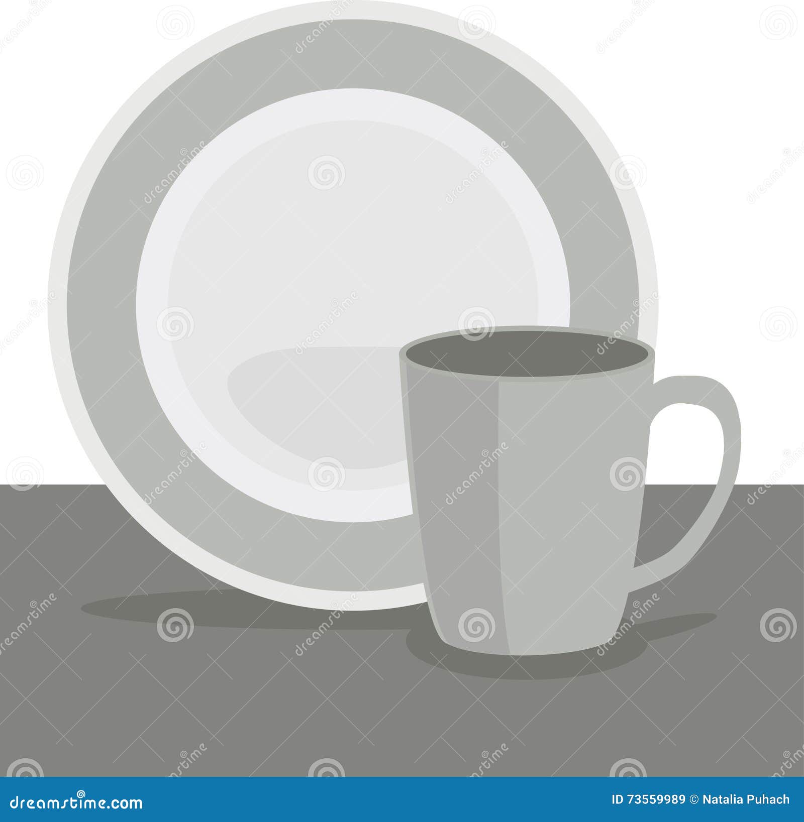 Cup and plate stock vector. Illustration of kitchen, kitchenware - 73559989