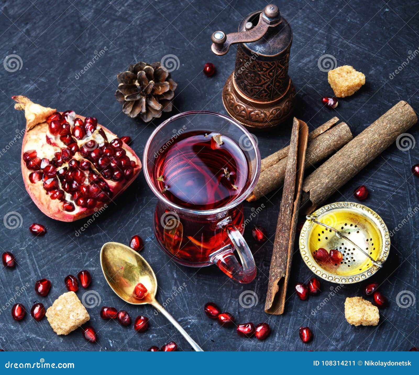 Cup of pomegranate tea stock image. Image of vitamin - 108314211
