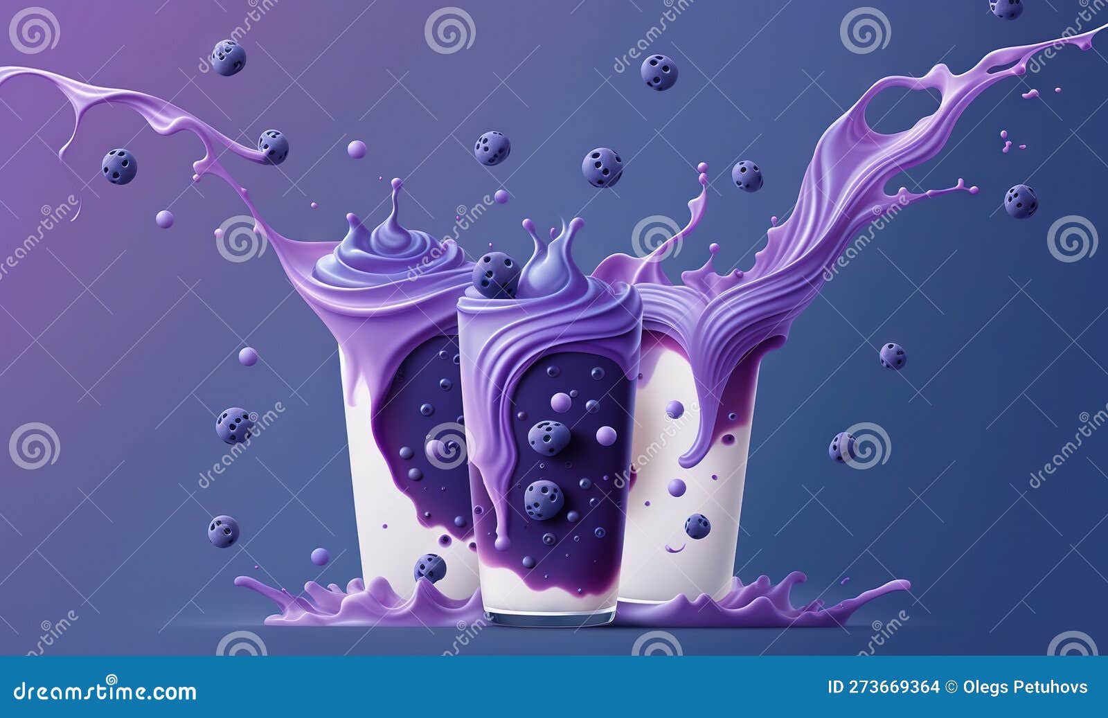 A Cup with Purple Liquid Pouring Out of it on a Blue Background Stock ...