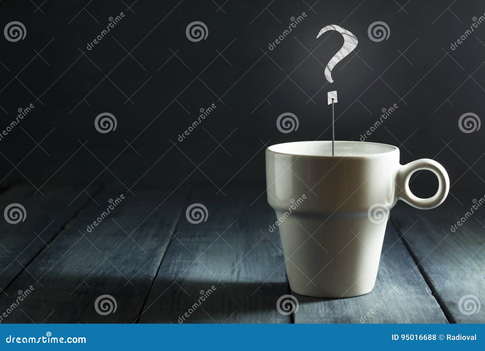Cup with a Question Mark on a Dark Blue Background. Business. Concept ...