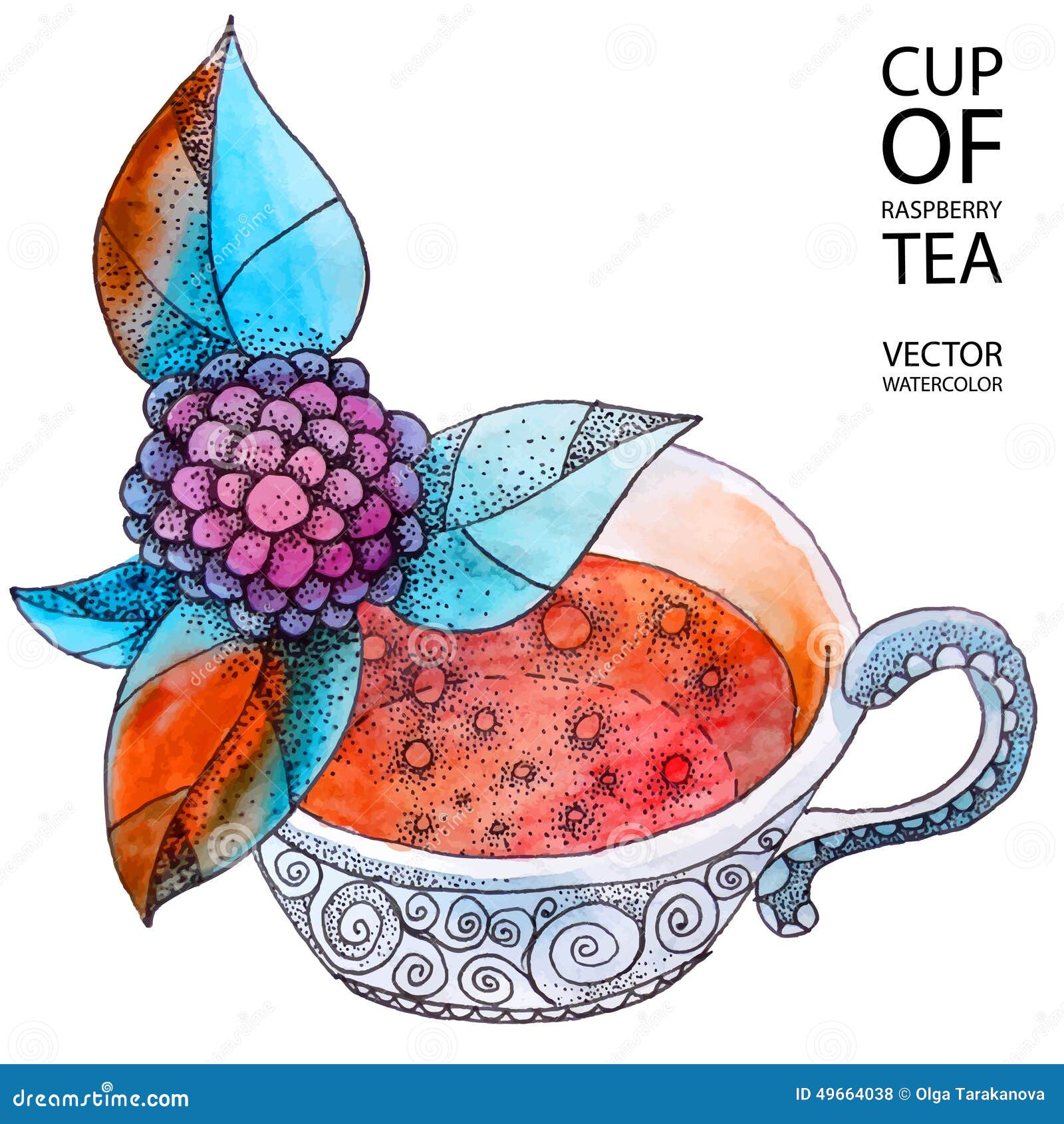 Cup of raspberry tea stock vector. Illustration of healthy - 49664038