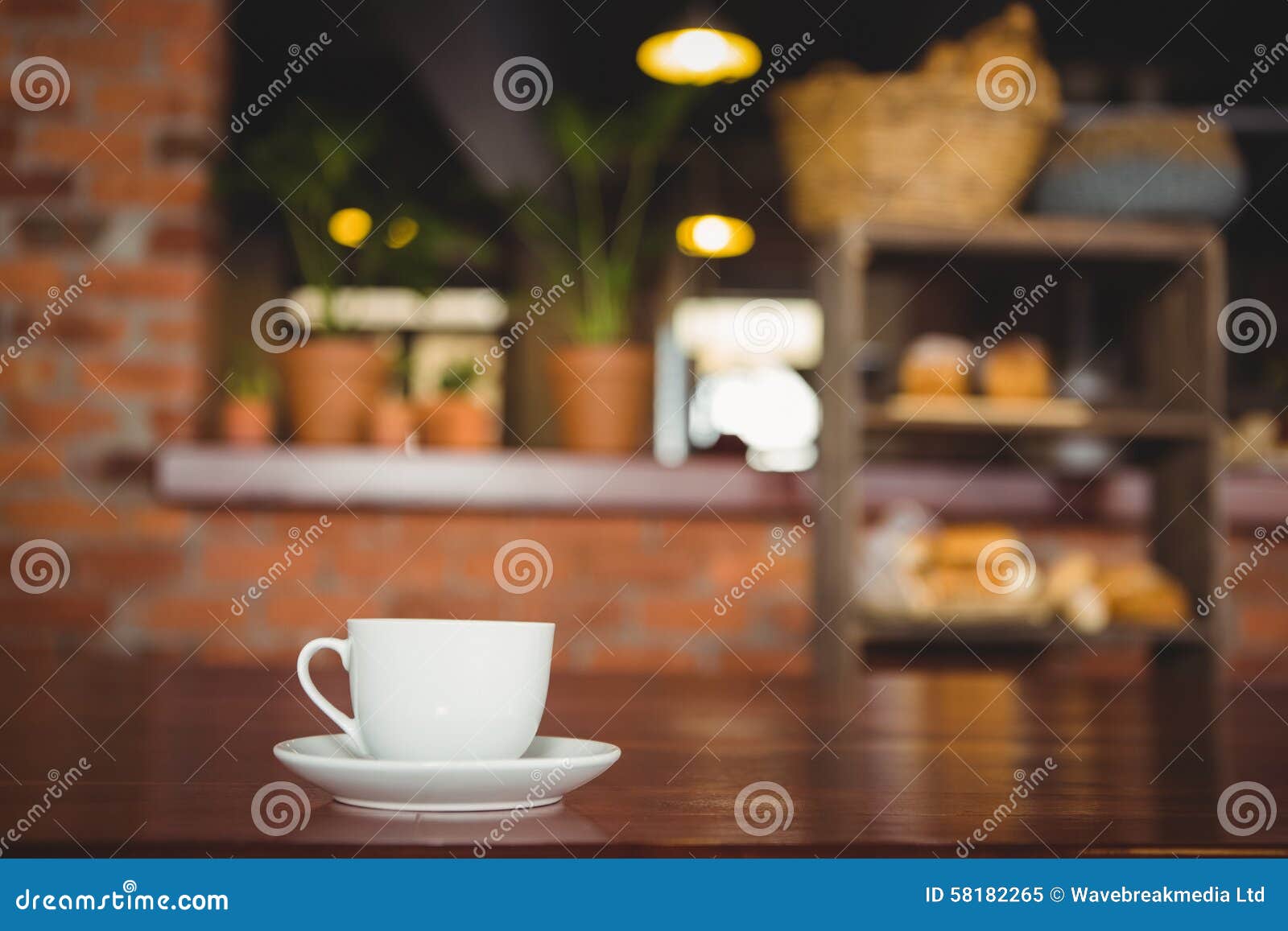 Cup and Saucer on the Counter Stock Image - Image of bread, counter ...