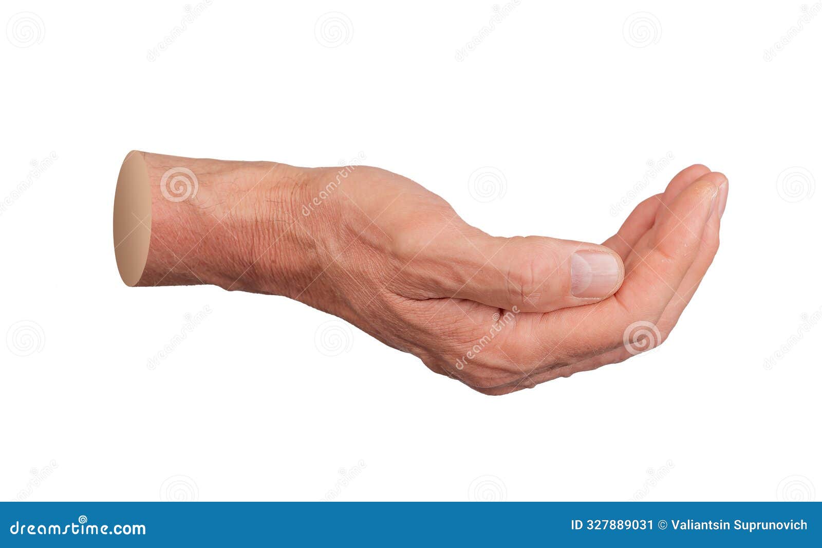 Cup Shaped Hand Gesture, Holding Space Isolated on White Background ...
