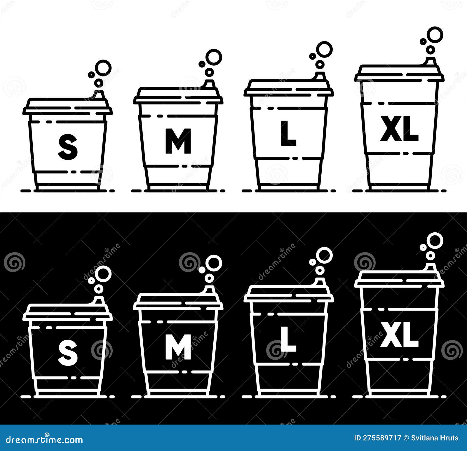 Cup Size Vector Icons. Paper Cup for Coffee. Small, Medium and Big Size ...